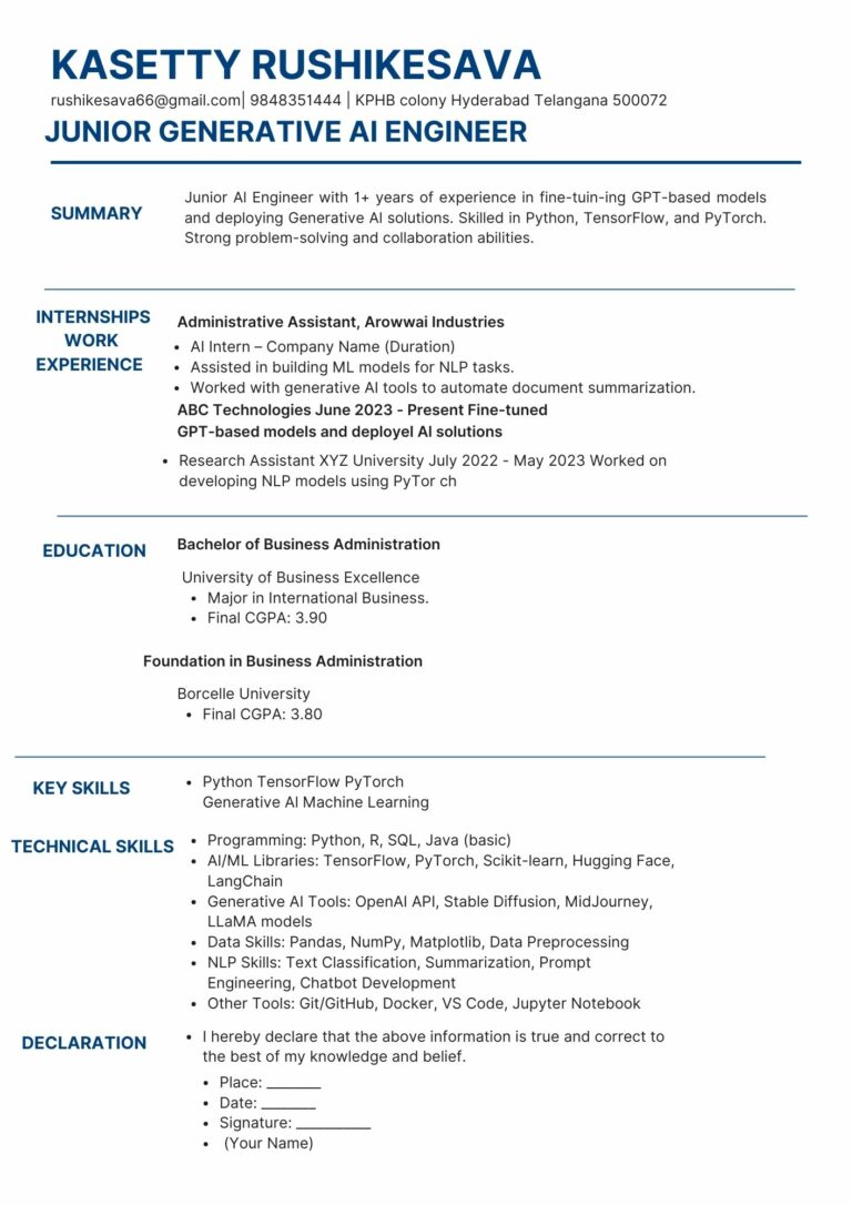 Top Generative AI Engineer Resume -Examples Guide for 2025
